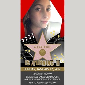 Hollywood Ticket Invitations Red Carpet Party Thank You Card Printable ...