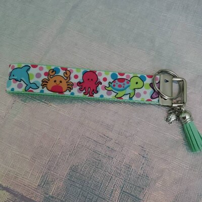 Sea Life Key Fob Sea Life Keychain Wristlet Sea Turtle Key Fob Starfish ...