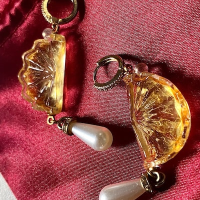 Lemon Earrings, Lemon Dangle Earrings, Fruit Stud Earrings, Food ...
