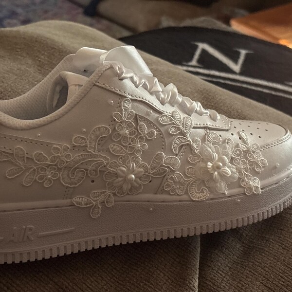 Bridal Air Force 1 Butterfly Floral Embroidered Sneakers • Bridal Shoes ...