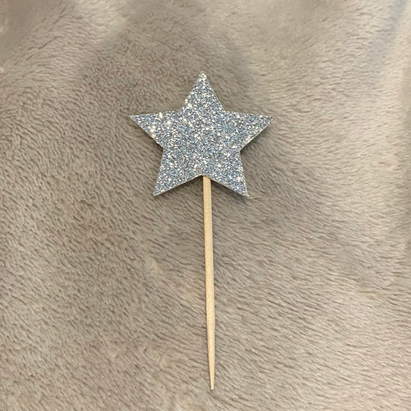 Glitter Twinkle Star Cupcake Toppers, Baby Shower Picks, Pink Star ...