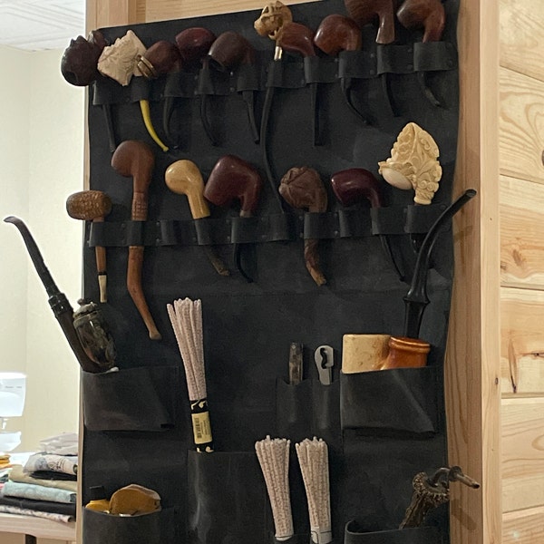 Leather Wall Rack for Holding Tobacco Pipes and Accessories, Wall Pipe ...