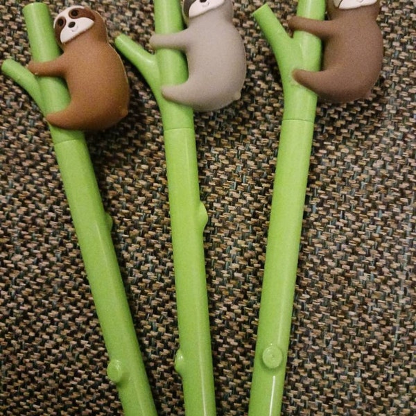 Cute Sloth Bamboo Pen, Animal Gel Pen, Japanese Kawaii Stationery ...