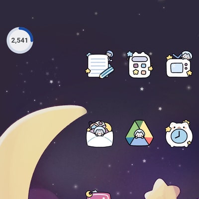 Galaxy Kitty App Icon Set Kawaii Aesthetic Theme for Android IOS Tablet ...