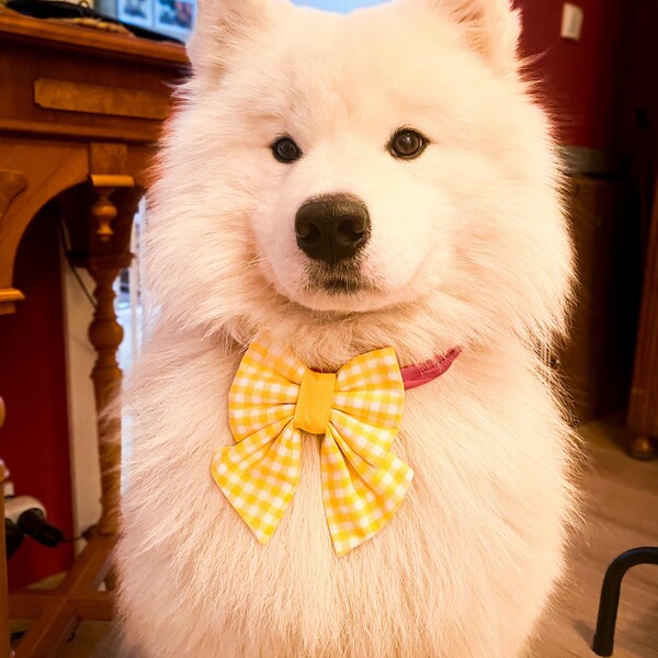 Yellow White Plaid Sailor Bow for Dog Cat, Bow Tie With Elastic for ...