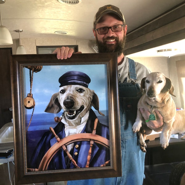 Sea Captain, Pet Portrait, Custom Pet Portrait, Royal Pet Portrait, Pet ...