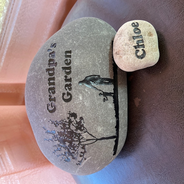 7in Grandma Garden Rock 3in Name Stones Add Kids Custom Order Carved ...