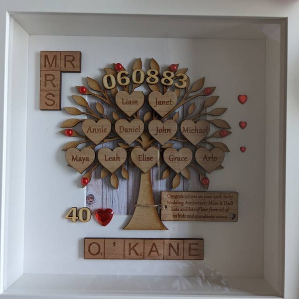 Ruby Wedding Anniversary Gift and Family Tree. 40th Wedding Anniversary ...