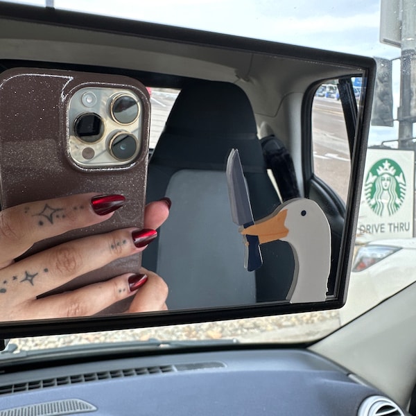 Silly Goose Meme Mirror Peeker Accessory Decal Rear View Mirror Cute ...