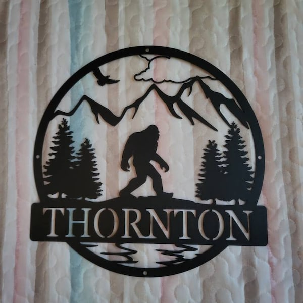 Outdoor Sasquatch Custom Name Metal Sign | Bigfoot Mountain Metal Sign ...