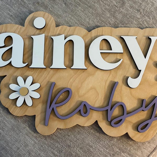 Daisy Name Sign, Nursery Name Sign, Daisy Nursery Decor, Name Sign for ...
