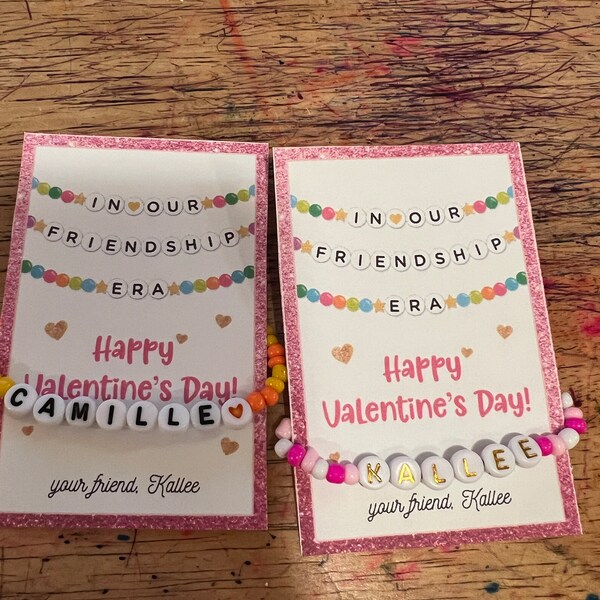 Friendship Bracelet Valentine Card, Valentine Classroom Exchange, Kid ...