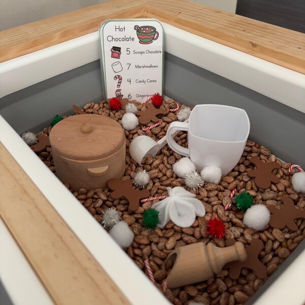 Hot Chocolate Sensory Bin | Sensory Bin | Preschool Winter Game ...