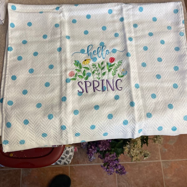 Hello Spring Embroidery Design, 3 Sizes - Etsy
