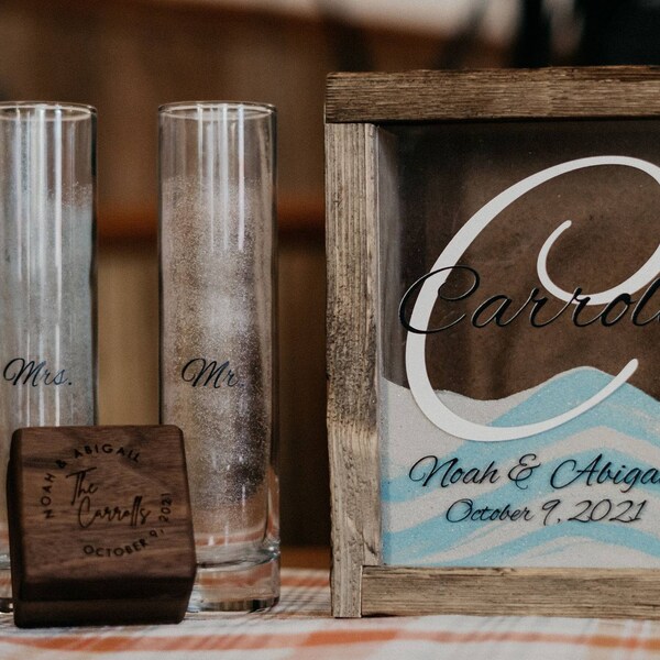 Rustic Barnwood Unity Sand Shadow Box Set, Wedding Unity Candle ...