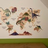 Wall Decal Kids World Map With Dinosaurs, Peel and Stick Wall Mural for ...