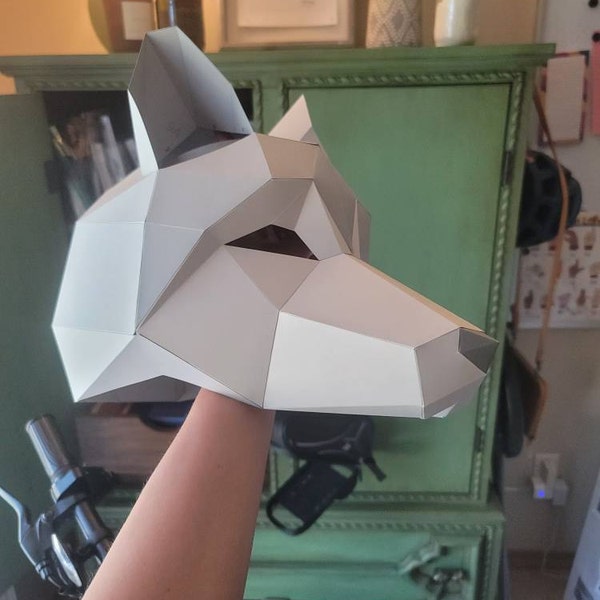 Wolf Mask, Low Poly Wolf, DIY Paper Craft Mask Wolf, PDF Template for ...