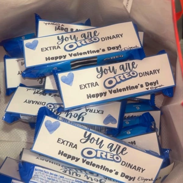 Oreo Valentine's Day Treat Tag, Printable Classroom Cards (PDF ...
