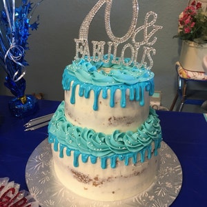 70 Birthday Cake Topper SILVER 70 & Fabulous 70th Birthday Cake ...