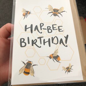 Hap-bee Birthday Card for Bee Lovers, A6 Bumble Bee Birthday Greetings ...