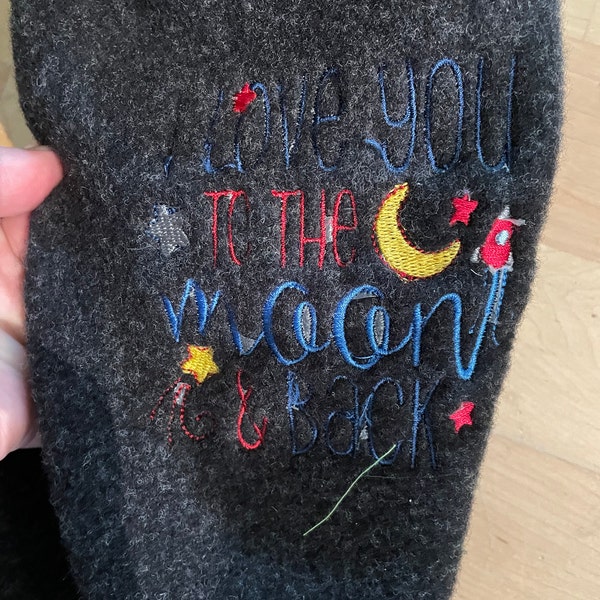 I Love You to the Moon and Back - Machine Embroidery Design - 4x4 5x7 ...