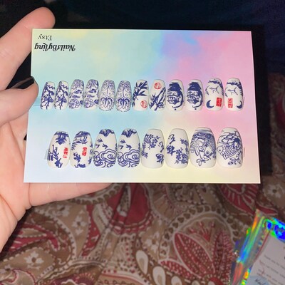 Chinese Porcelain Nails, Fake Nails, Press on Nails. Chinese Tea Pot ...