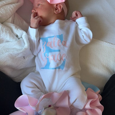 Baby Girl Outfit, Coming Home Outfit, Custom, Handmade, Personalized Newborn, Babyshower Gift ...