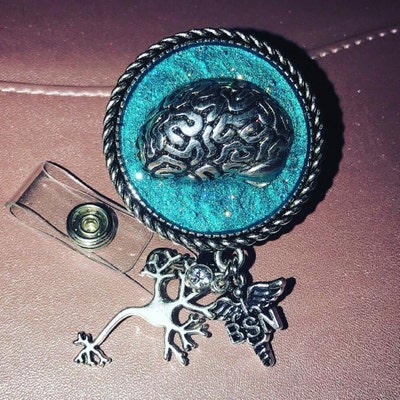 Brain Badge Reel Neuro ID Card Holder Grey Matters Neurology Gifts Good ...
