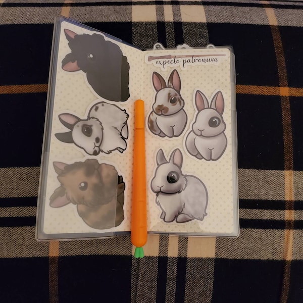 Hotot Blue-eyed White Rabbit Sticker; Cute Bunny Sticker, Charlie Black ...