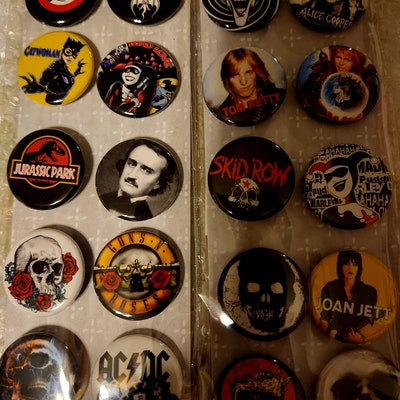 70s Punk Rock 20 1.25 Button Pin Set, 70s Gothic Punk Rock Buttons ...