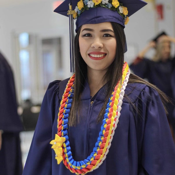 Graduation Lei Ribbon Lei Satin Ribbon Lei College Spirit Lei Hawaiian ...