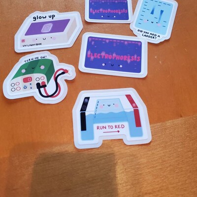 Cute and Punny Agarose Gel Electrophoresis Sticker Set Gel Rig DNA ...