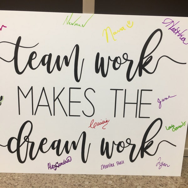 Gold Team Work Makes the Dream Work Sign | Team Work Sign | Printable ...