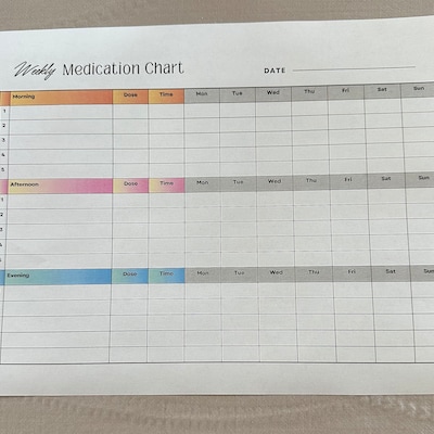 Easy Printable Medication Schedule Tracker for Vitamins/medication With ...