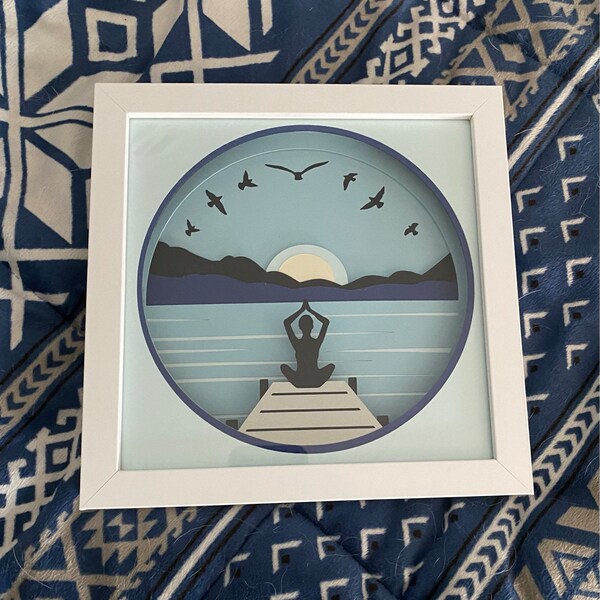 3D Lake Shadow Box, Sunset at the Lake, Meditation, Yoga, Nature ...