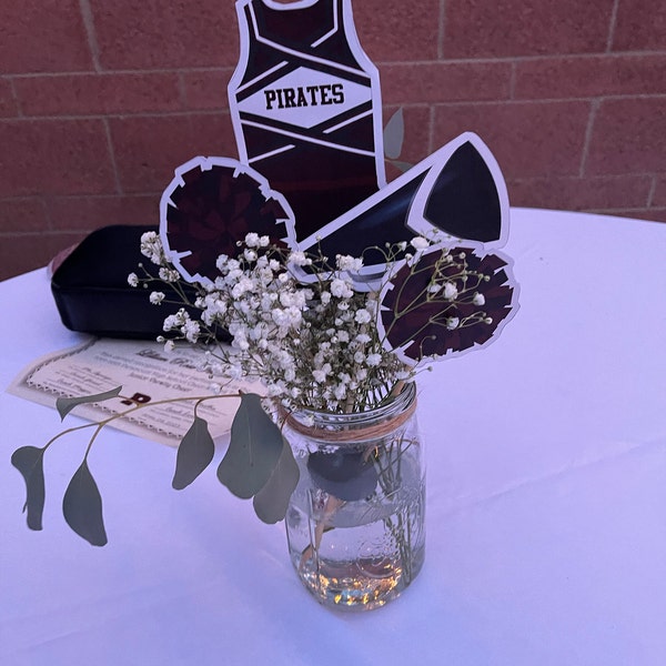 Cheerleading Centerpieces in Maroon - Printable Cheer Centerpieces ...