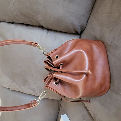 Crossbody Bucket Bag Suede Bucket Bag Brown Leather Tote - Etsy
