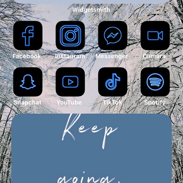 Blue Ios 14 App Icon Pack | Neon Aesthetic Ios 14 Icons | iPhone Icon ...