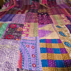 Bohemian Patchwork Quilt Kantha Quilt Handmade Vintage Quilts Boho King ...