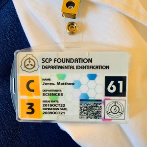 SCP Foundation Departmental ID Card / Badge Customized With Your ...