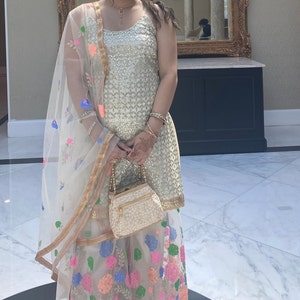 Peach Salwar Kameez Georgette Silk With Heavy Embroidery Work - Etsy