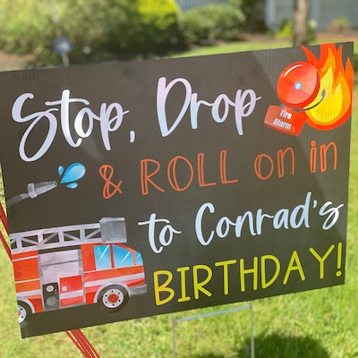 Firefighter Birthday Yard Sign, Firetruck Birthday Sign, Fire Truck ...