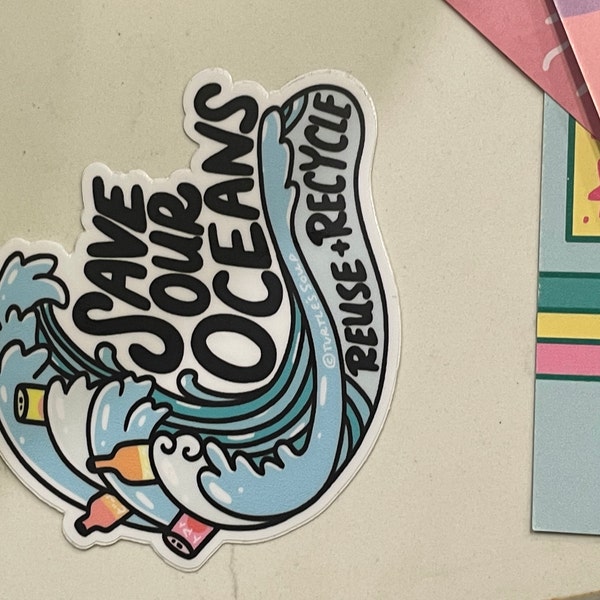 Save Our Oceans Vinyl Sticker, Earth Day Decal, Environmental Sticker ...