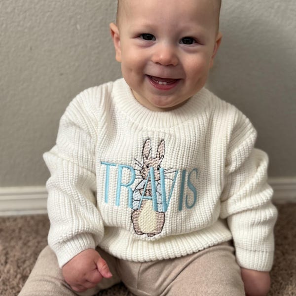 Baby Boys "beary First Birthday" Sweater - Girls One Embroidered ...