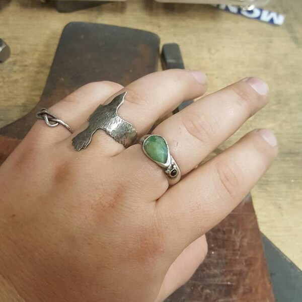 Roots Stack One Ring. Monogram Initial Stack Sterling Stack Ring - Etsy