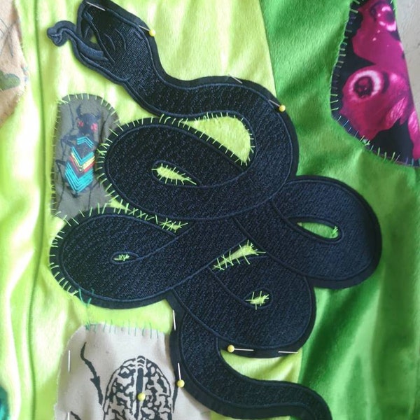 Black Mamba Snake Back Patch Sew Iron on Large Applique Embroidered ...