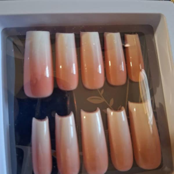 Pink & White Ombre Press Ons | Press on Nails | Handmade Press on Nails ...