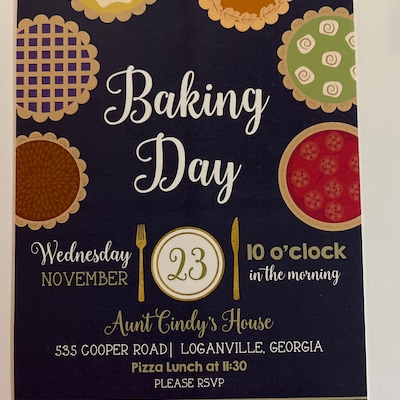 Pie Night Invitation Template, Printable Pie Party Invite Card for Pie ...