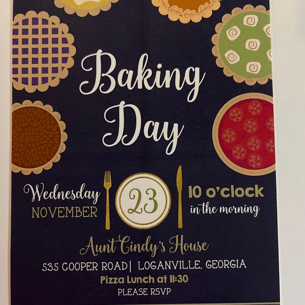 Pie Night Invitation Template, Printable Pie Party Invite Card for Pie ...