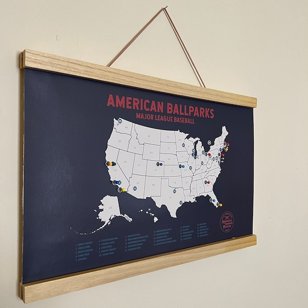 Major League Baseball Pushpin Poster - MLB Baseball Stadiums Map - Man ...
